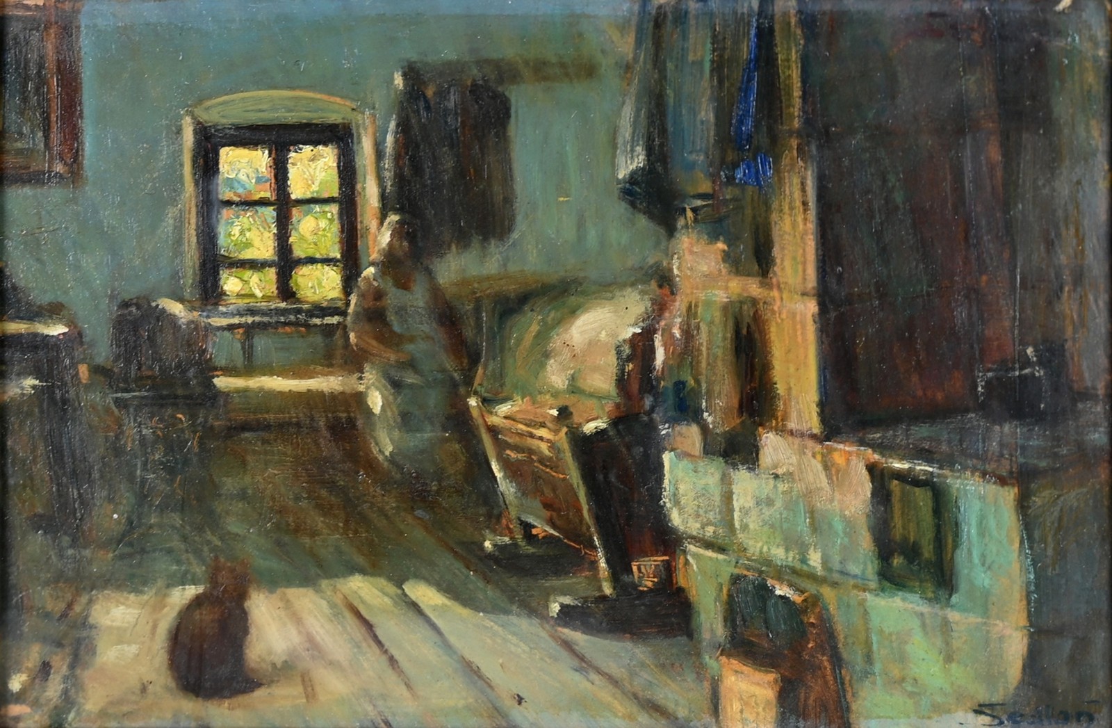 Otakar Sedloň (1885 - 1973) - U kolébky - Livebid.cz