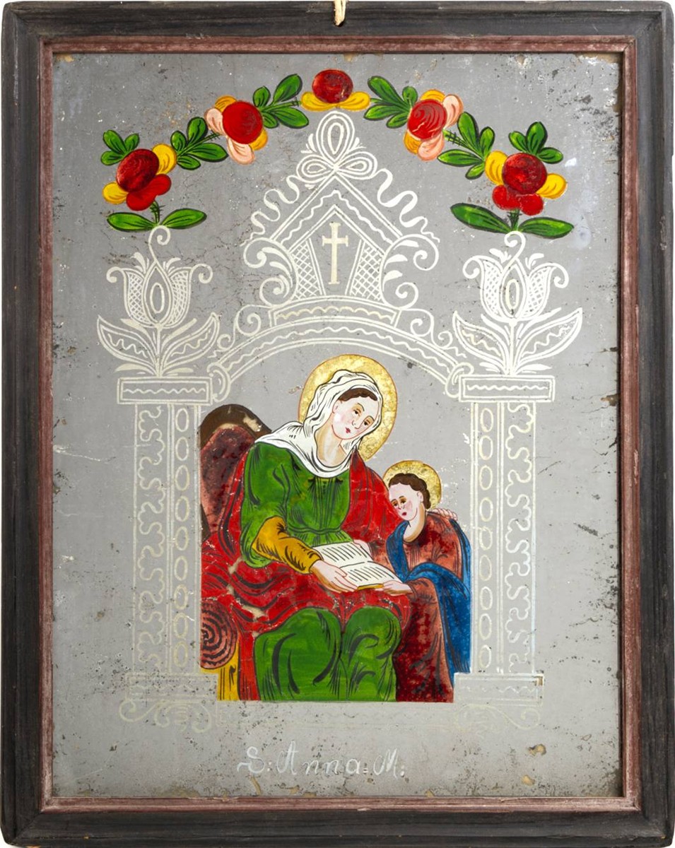 PODMALBA NA SKLE: SV. ANNA VYUČUJÍCÍ PANU MARII - Livebid.cz