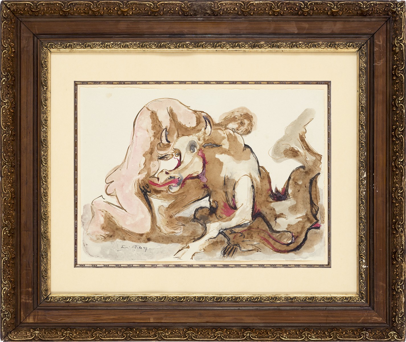 Emil Filla (1882 - 1953) - Zápas Herákla s býkem (Z cyklu Boje a zápasy ...