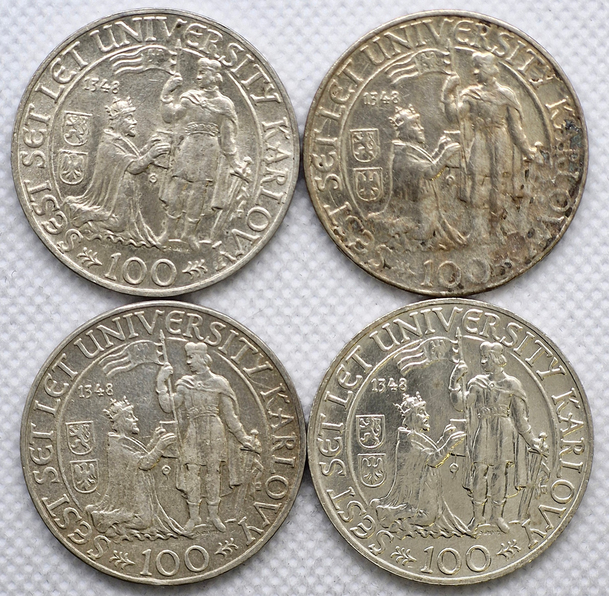 4 ks Stříbrné pamětní mince 100 KČS ČESKOSLOVENSKO 1948 - AUCTION - fine art, graphics, medals ...
