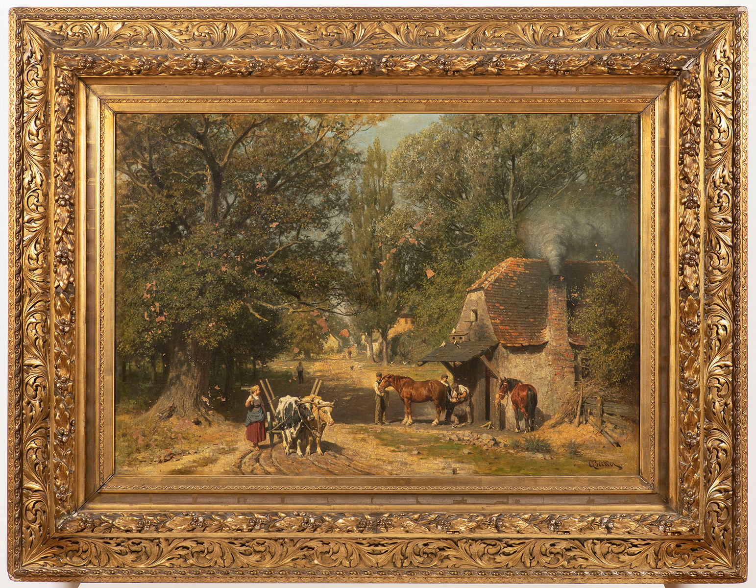 Albert Becker 1830-1896 - Landscape with Blacksmiths and Rich Staffage ...