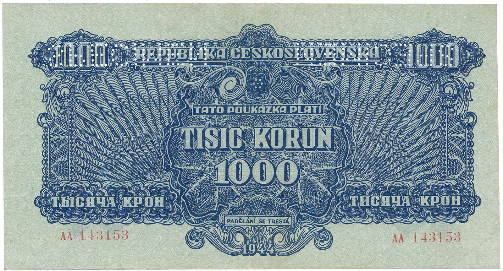 Československo, 1944 - 1945 - 56. eAuction - Paper Money - Livebid.cz
